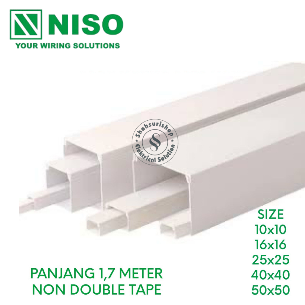 Jual NISO KABEL DUCT NON DOUBLE TAPE 1,7 METER PELINDUNG KABEL 10x10 16x16 25x25 40x40 50x50 ...