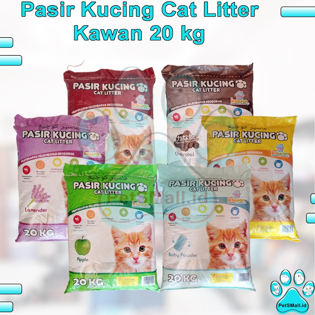 Jual Pasir Kucing Gumpal Wangi Kawan 20 kg | Pasir kucing Kawan ...