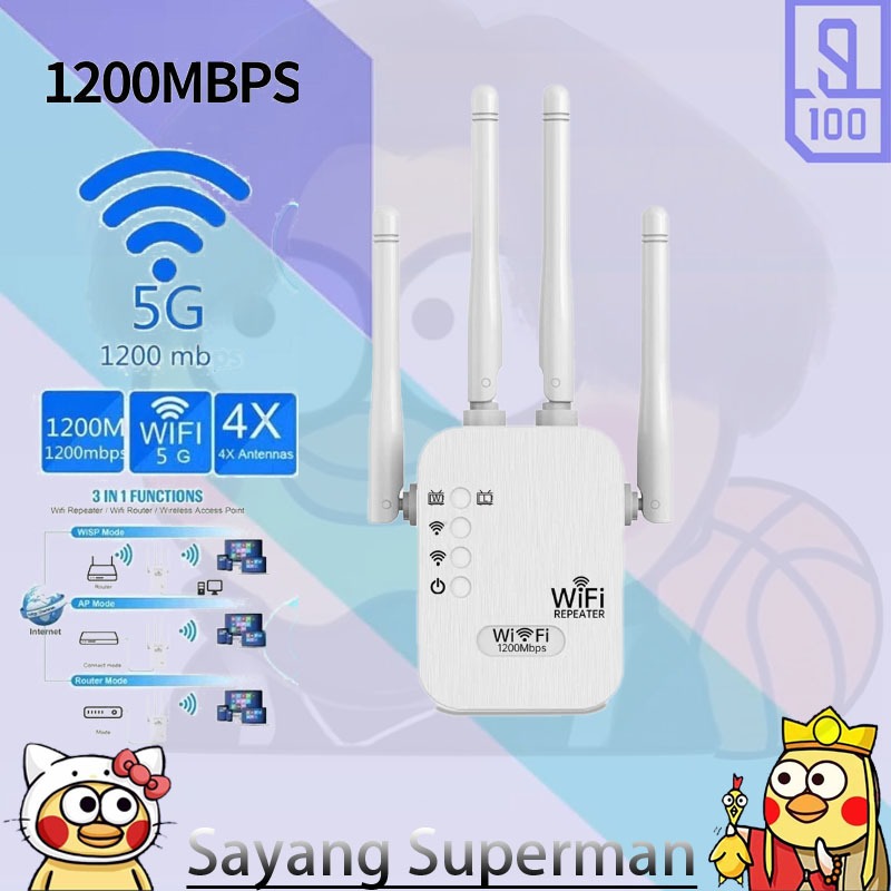 Jual 1200m Wifi Repeater/ 6 Antena Wireless Repeater/Network Extender/Wifi Signal Range Extender ...