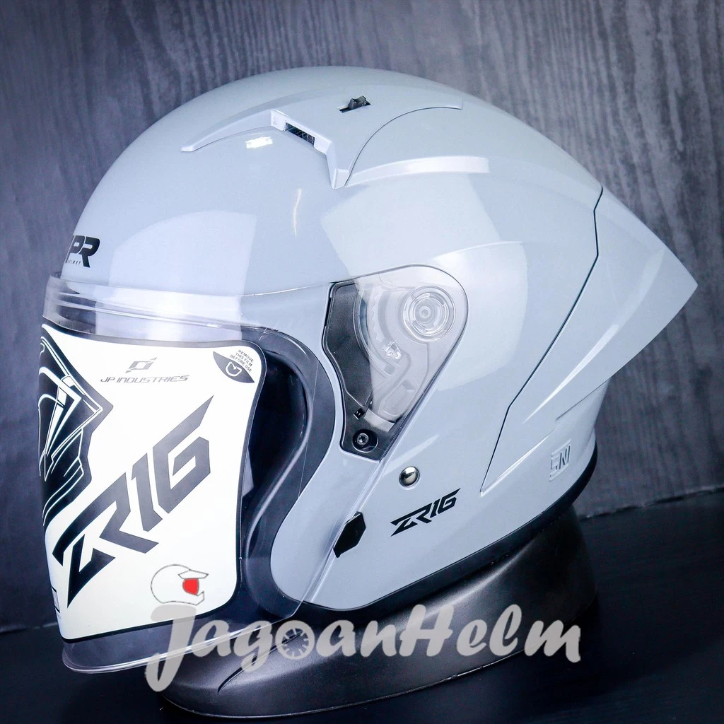 Jual JPR HELM ZR16 SOLID | GREY GLOSSY | HELM HALFACE VISOR SMOKE ...