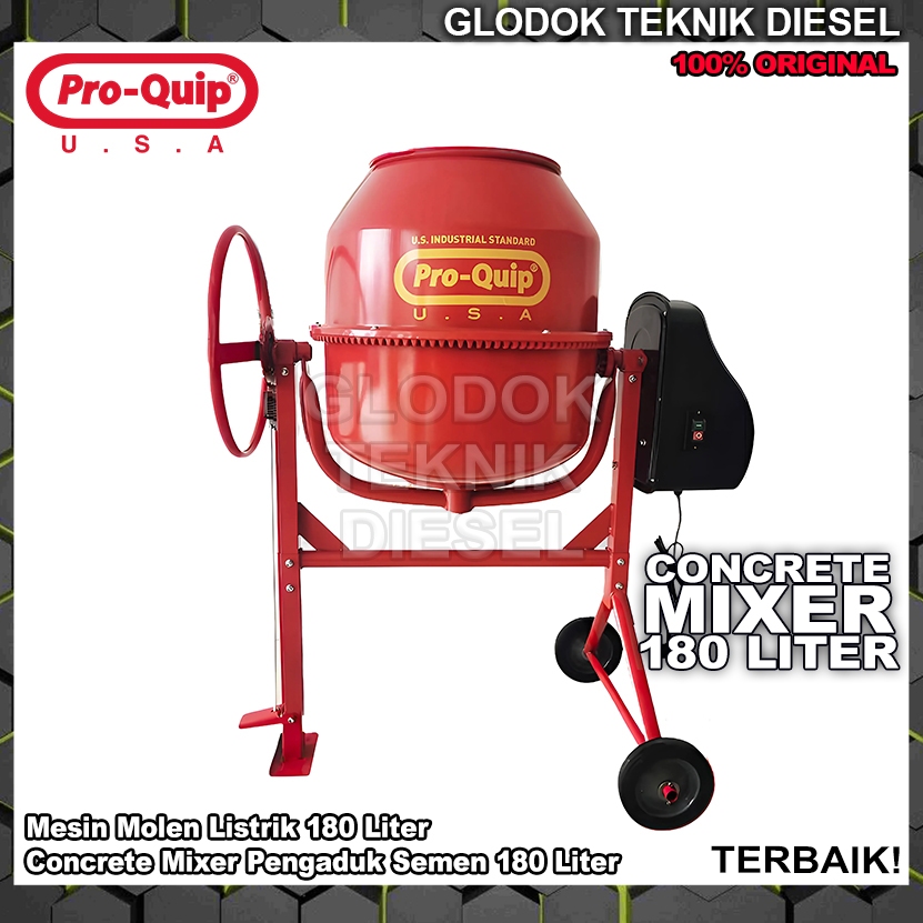 Jual Proquip Mesin Molen Pengaduk Cor Semen Listrik 180 Liter Elektrik Concrete Mixer Machine ...