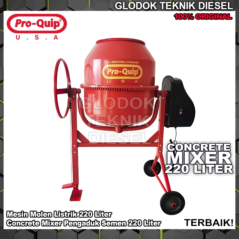 Jual Proquip Mesin Molen Pengaduk Cor Semen Listrik 220 Liter Elektrik Concrete Mixer Machine ...