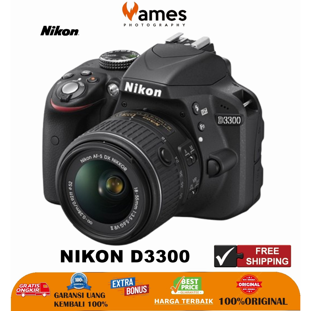 Jual NIKON D3300 dan Lensa 18-55mm F3.5 Kamera DSLR Bergaransi -Mulus -Vms | Shopee Indonesia