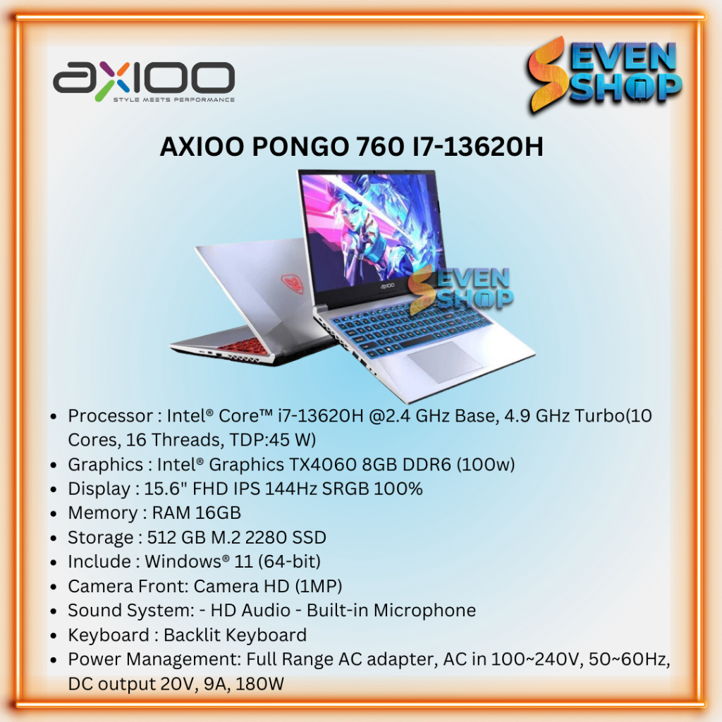 Jual LAPTOP AXIOO PONGO 760 GREY CORE I7-13620H, RAM 16GB, SSD 512GB ...