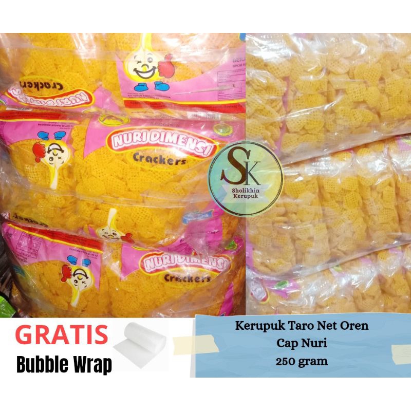 Jual Kerupuk Taro Oren 250 gram cap Nuri Dimensi / Kerupuk Snack Bawang ...