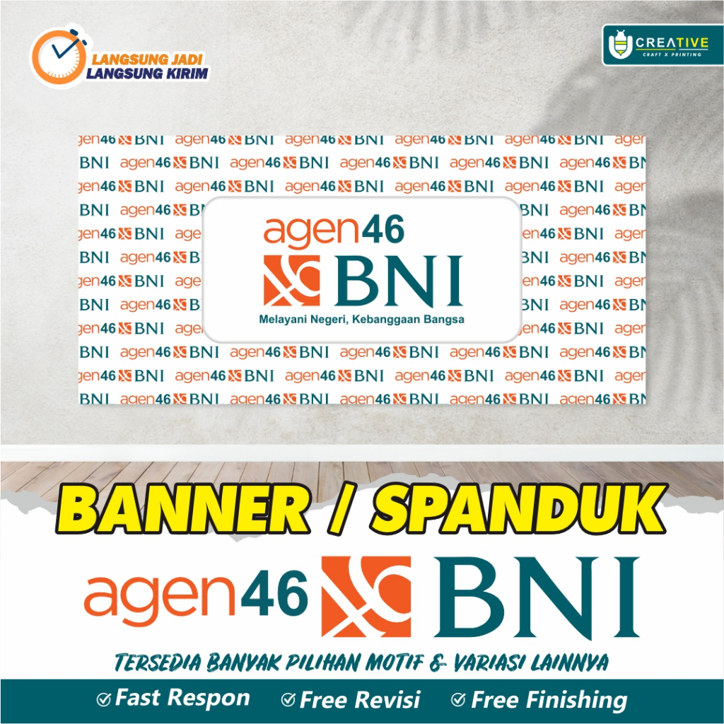 Jual Banner / Spanduk Backdrop Dinding Agen BNI 46 | Shopee Indonesia