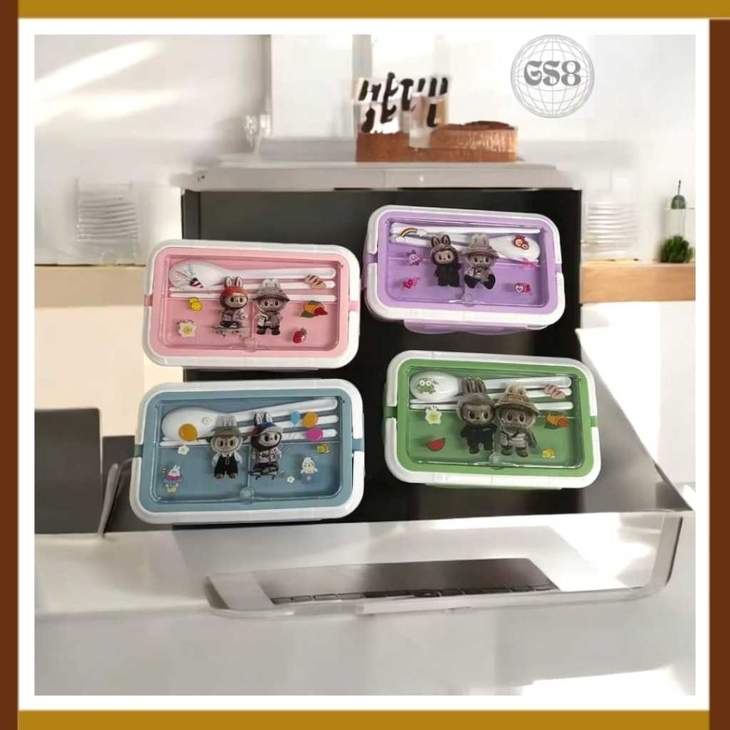 Jual (GS8) Kotak Makan Labubu Lunch Box Kotak Bekal Anti Tumpah 3 Grid/ Sanrio | Shopee Indonesia