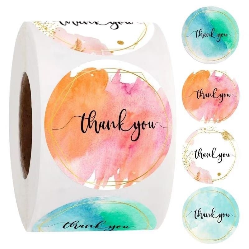 Jual STIKER ROll Thank You / Sticker Makanan Bulat Tempelan (1 ROll 500 ...