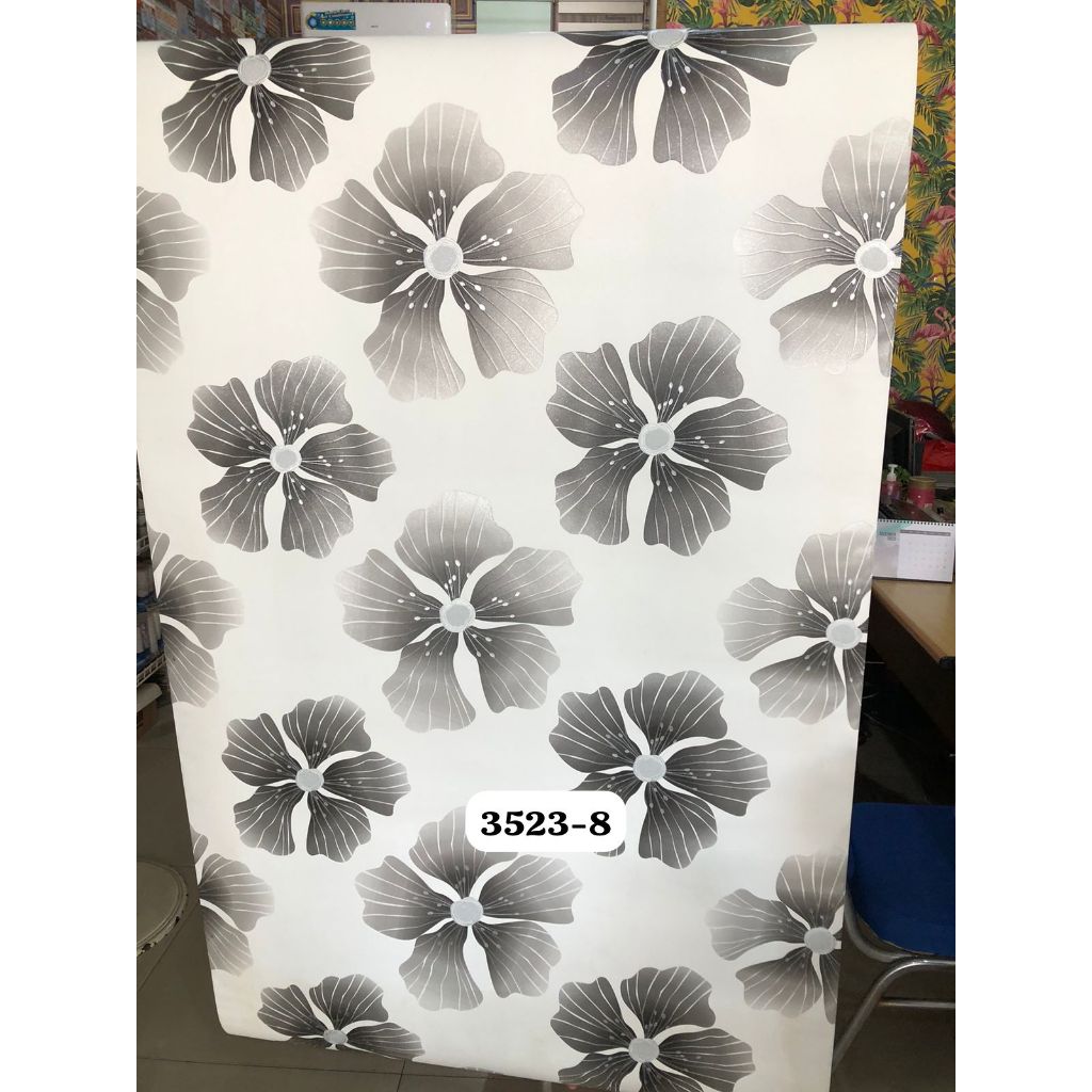 Jual Wallpaper Dinding Korea Varian Motif Bunga Ulir Bulat Minimalis ...