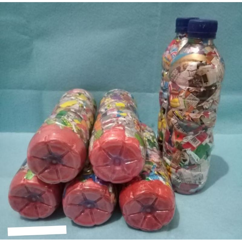 Jual ecobrick_ecobrick botol AQUA isi 600ml isi super padat harga untuk ...