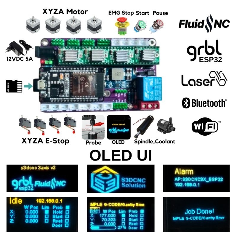 Jual Offline CNC Router/Laser Controller Board GRBL ESP32 With A4988 Stepper Motor Driver ...