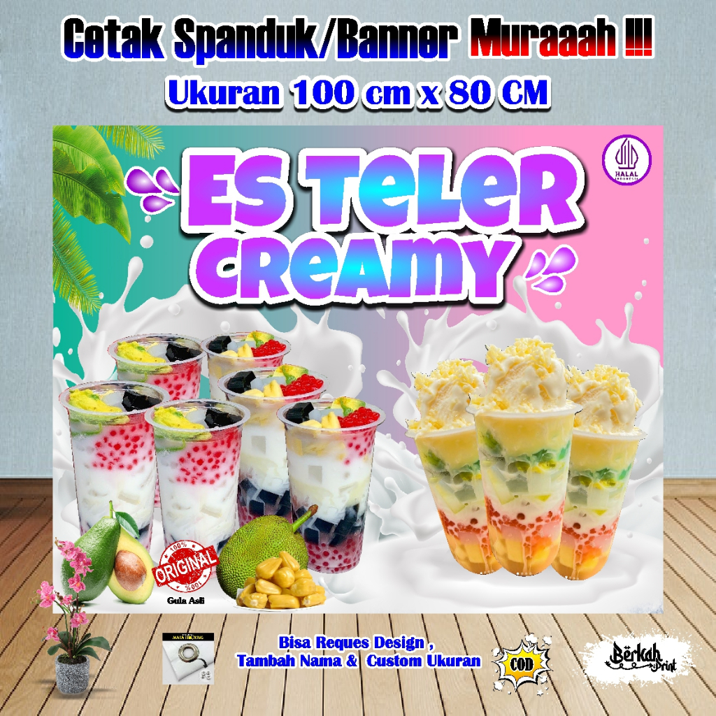 Jual Spanduk Banner Es Teler Ukuran 100 cm x 80 cm | Shopee Indonesia
