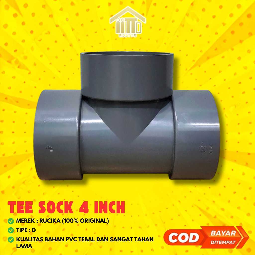 Jual TEE SOCK PIPA PVC 4 INCH RUCIKA (D) / TEE 4" INCH D RUCIKA / TEE ...