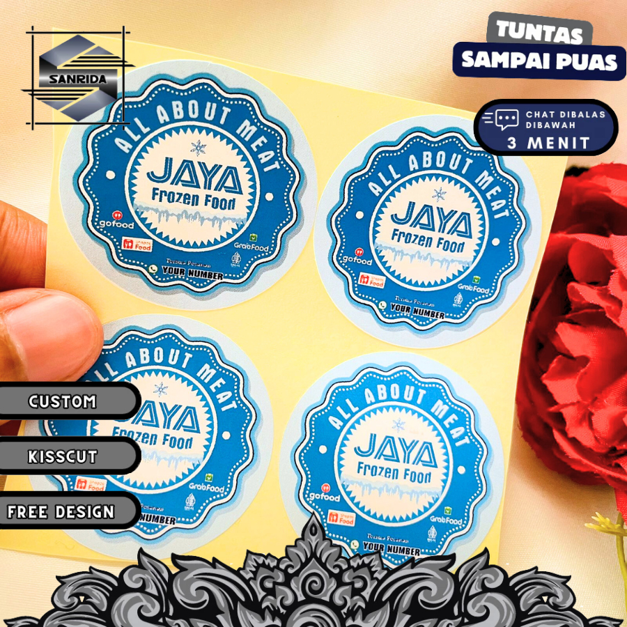 Jual 2-4 Sanrida Cetak Stiker Makanan Beku Label Jajan Free Desain ...