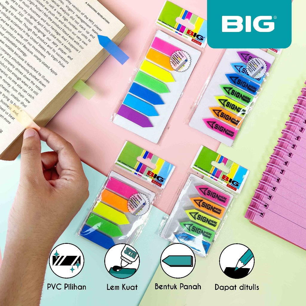 Jual BIG Sticky Notes Index Warna/ Index Mark/ Tab Penanda/ Pembatas ...