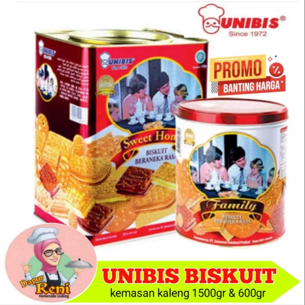 Jual Unibis biskuit kemasan kaleng sweet home 1500gr dan family 600gr ...