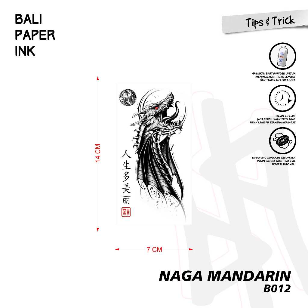 Jual Bali Paper Ink B012 Naga Mandarin Tatto Temporary Basic Tato ...