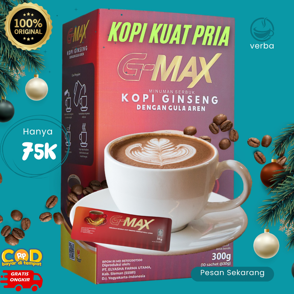 Jual G Max Kopi Ginseng 1 Box 10 sachet kopi stamina pria tahan lama BPOM RI | Shopee Indonesia