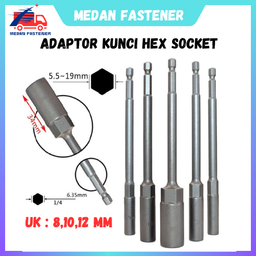 Jual Kunci Socket Roofing MAGNET Panjang 150 MM Adaptor Kunci HEX ...