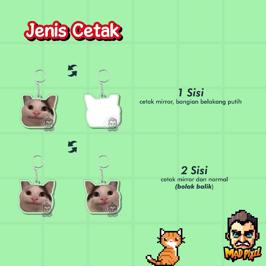 Jual Gantungan Kunci Meme Kucing Akrilik / Acrylic KeyChain Lucu Sad ...