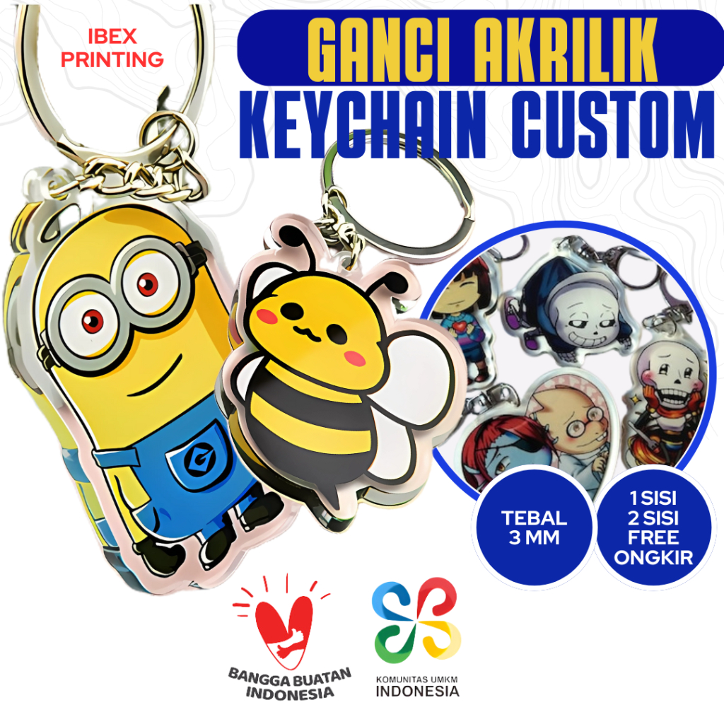 Jual Gantungan Kunci Custom Size | Keychain Custom Acrylic Print ...