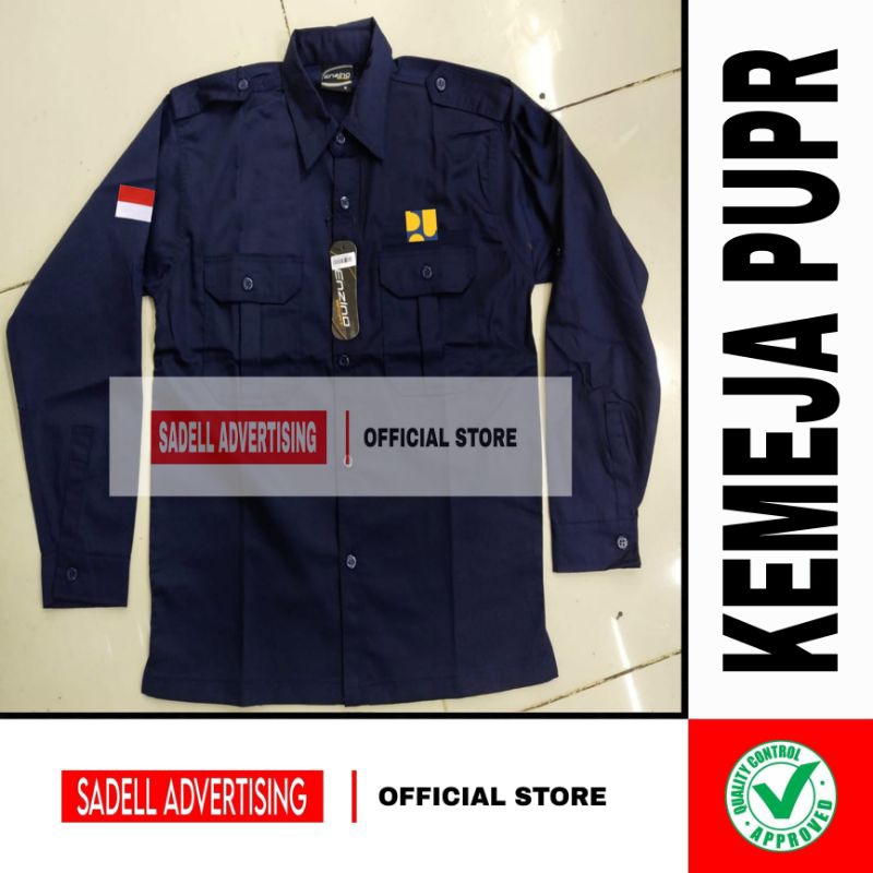 Jual Kemeja PUPR Seragam Kementerian PUPR Navy PDH Lengan Panjang Pria Bordir | Shopee Indonesia