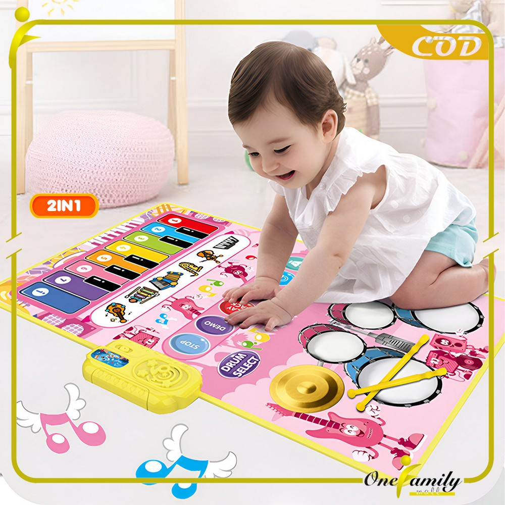 Jual ONE-M378 Mainan Edukasi Anak Playmat 2IN1 Music Mat Piano Drum ...