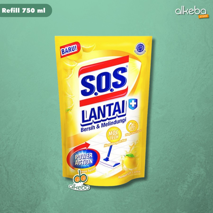 Jual SOS Floor Cleaner Refill 750 ml Pouch Lemon Twist Sabun Cuci ...