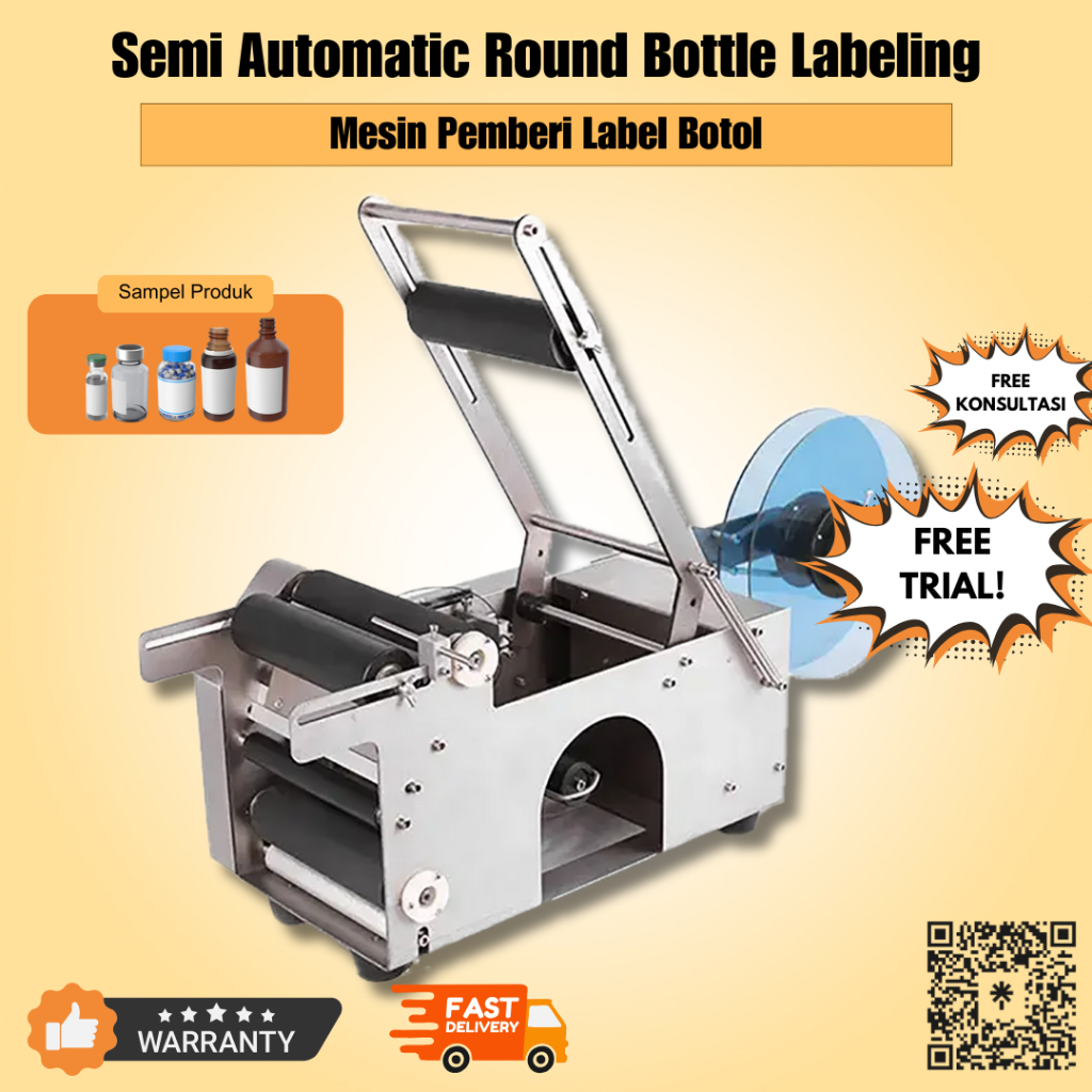 Jual Mesin Tempel Stiker Label Pemberi Label Botol Bulat Semi Otomatis ...