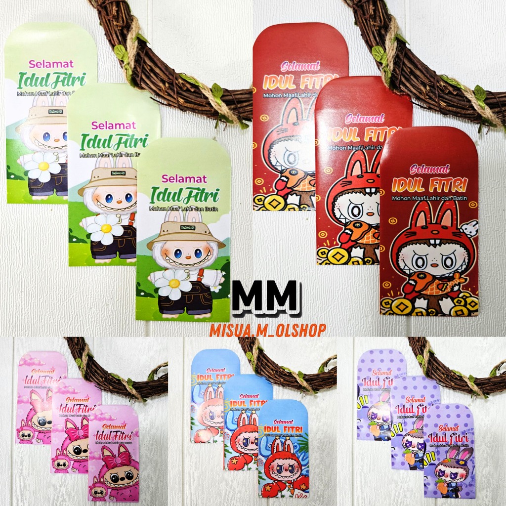 Jual 10 PCS AMPLOP LEBARAN IDUL FITRI MOTIF LABUBU UKURAN MEDIUM ...