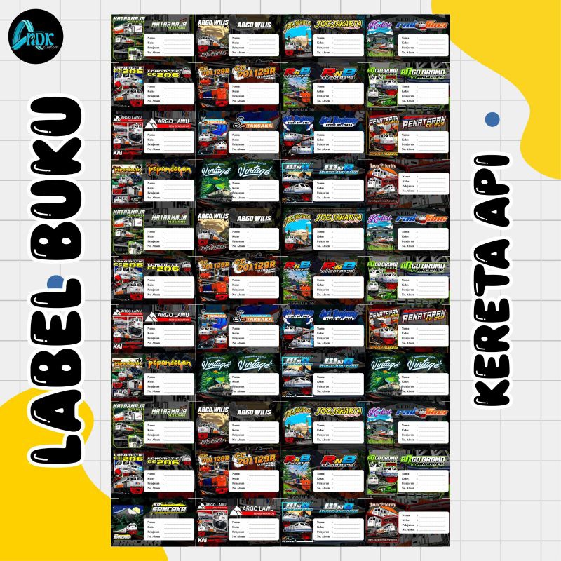 Jual (isi 44)FREE STICKER LABEL BUKU KERETA API INDONESIA LABEL BUKU ...