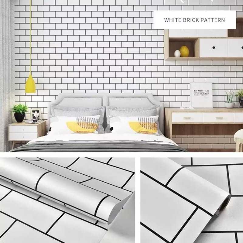 Jual WALLPAPER DINDING RUANG//WALLPAPER STICKER MOTIF BATA PUTIH LIST ...