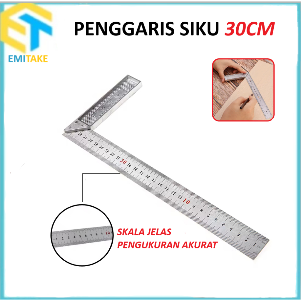 Jual Penggaris Siku Tukang 30cm Stainless Steel Angle Ruler Penggaris ...