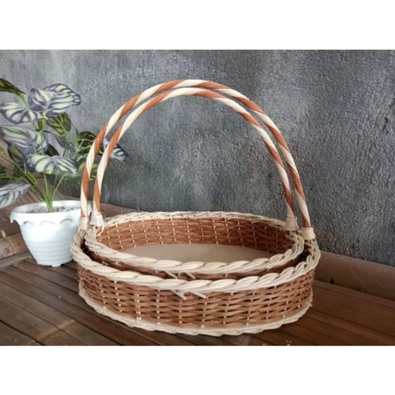 Jual Keranjang Parcel Rotan 1 Set Isi 2 Hantaran Seserahan Kranjang ...