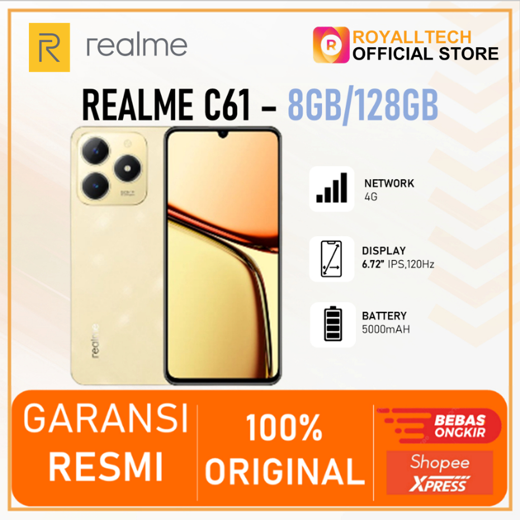 Jual REALME C61 8GB 128GB GARANSI RESMI INDONESIA | Shopee Indonesia