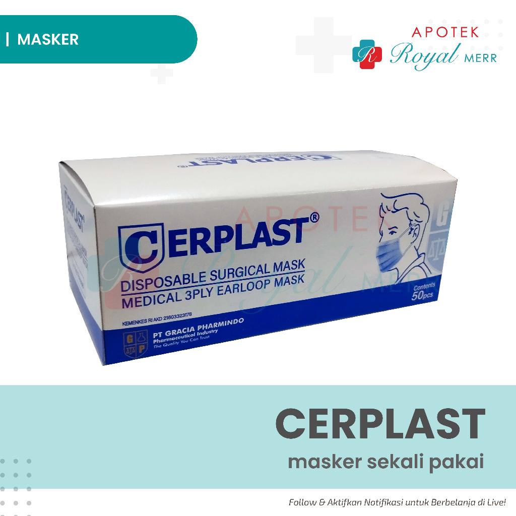 Jual MASKER CERPLAST ISI 50 PCS, Masker Bedah Sekali Pakai 3 PLY dengan ...