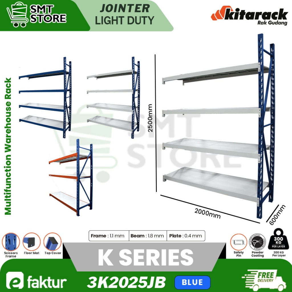 Jual KITARACK Rak Gudang Besi 300kg 2.5 Meter Rack Gudang 4 Susun ...