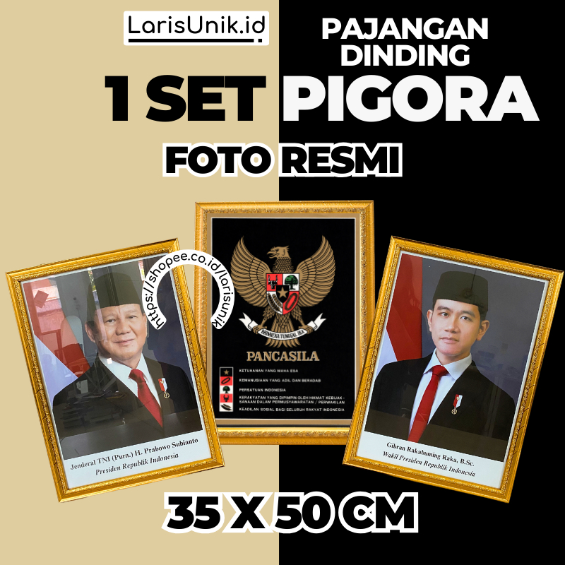 Jual Pigura Presiden Wakil + Foto Gambar Prabowo Gibran 35X50 Besar ...