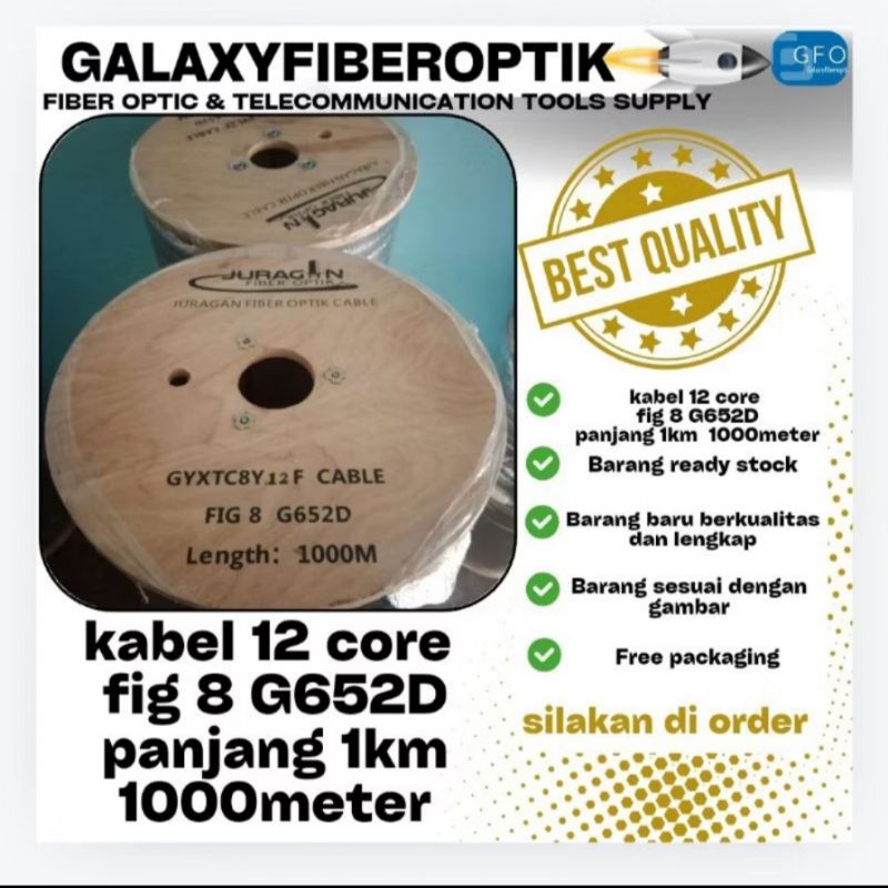Jual kabel 12 core fig 8 G652D panjang 1km 1000meter | Shopee Indonesia