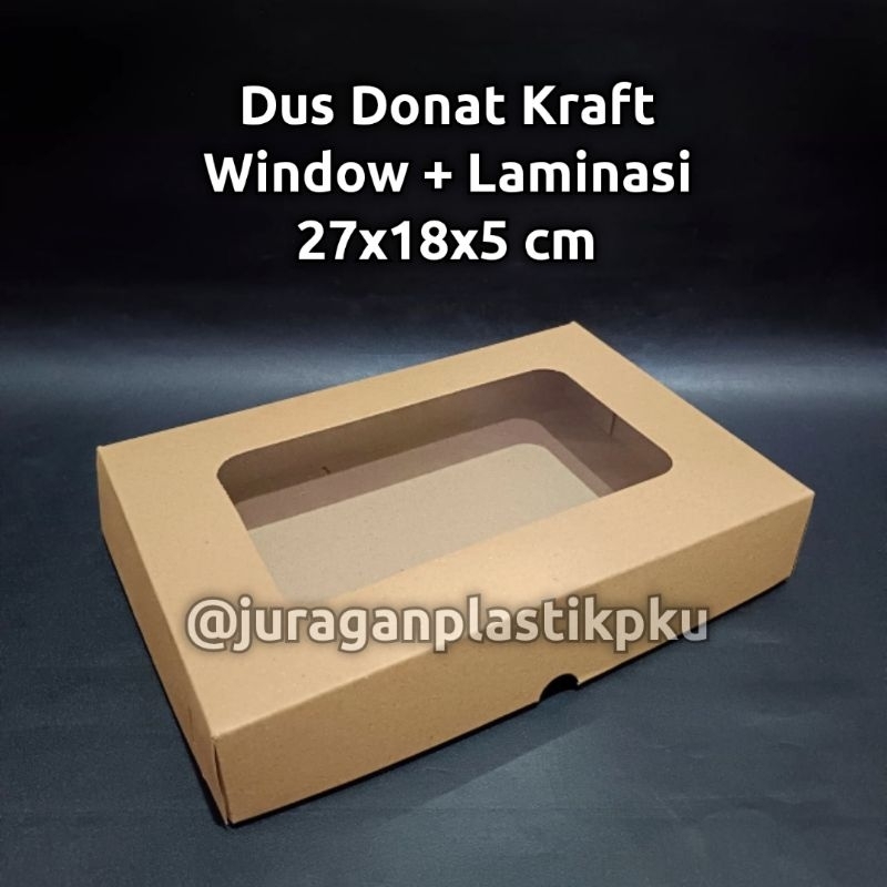 Jual Box Donat Kraft + Window Laminasi 27x18x5 cm | Kotak Kue Kraft ...