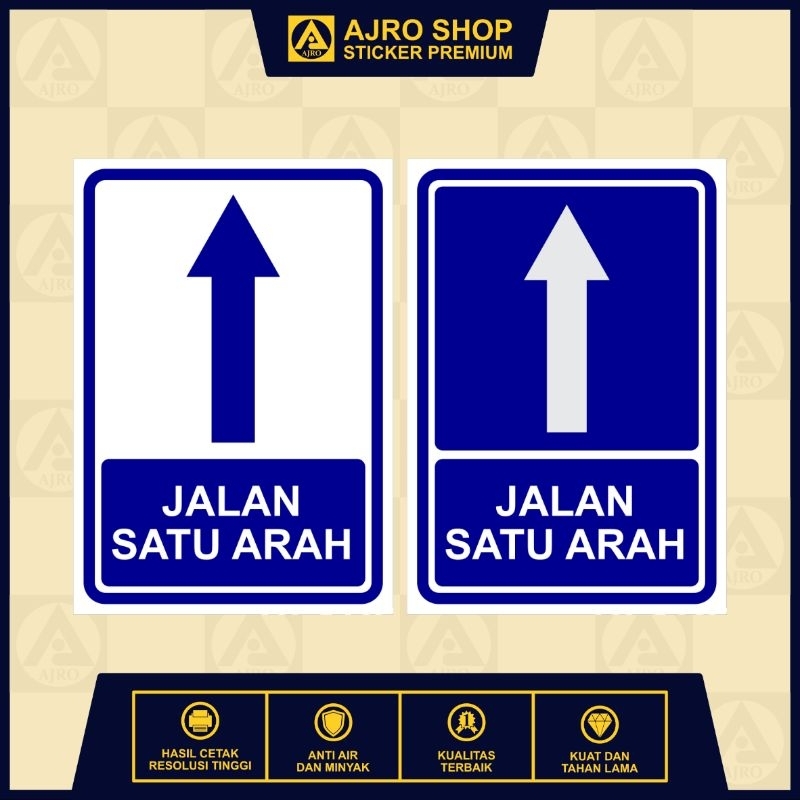Jual Stiker Rambu Jalan Satu Arah - Ukuran 28,5x20 / 20x14 Cm - Stiker ...