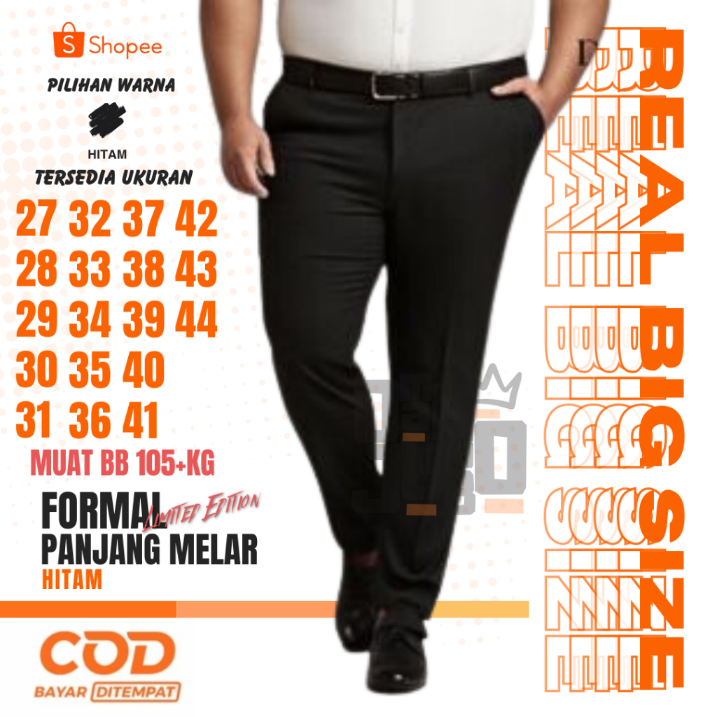 Jual CELANA KERJA PRIA FORMAL KANTOR SIZE 27 - 44 BAHAN KAIN UKURAN JUMBO BIG SIZE SLIMFIT PRIA ...