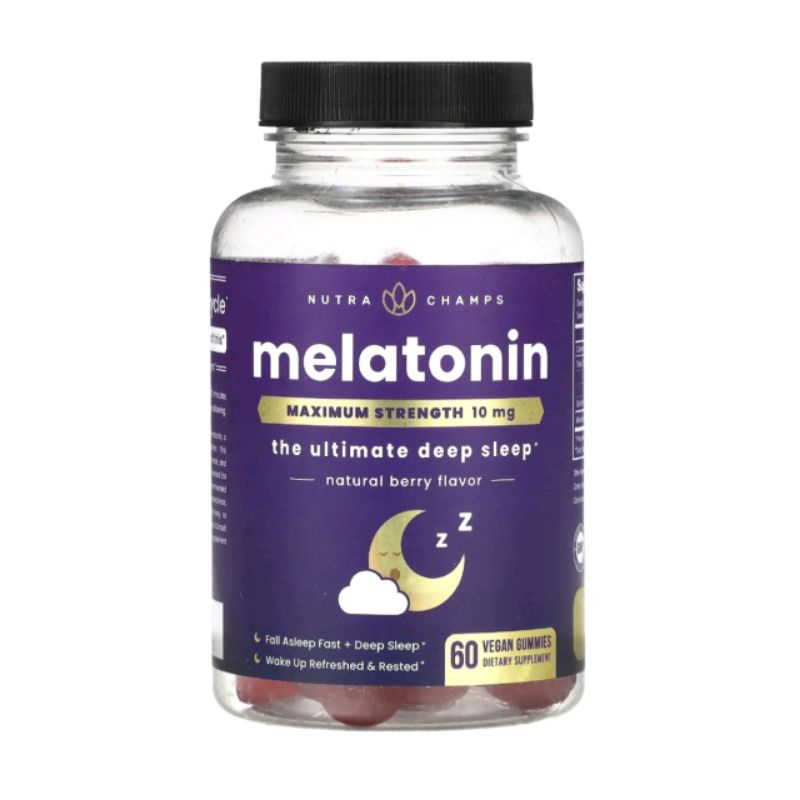 Jual Nutrachamps, Melatonin, Maximum Strength, Natural Berry, 10 mg, 60 ...
