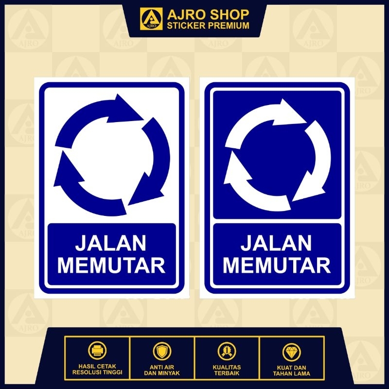 Jual Stiker Rambu Jalan Memutar - Ukuran 28,5x20 / 20x14 Cm - Stiker ...