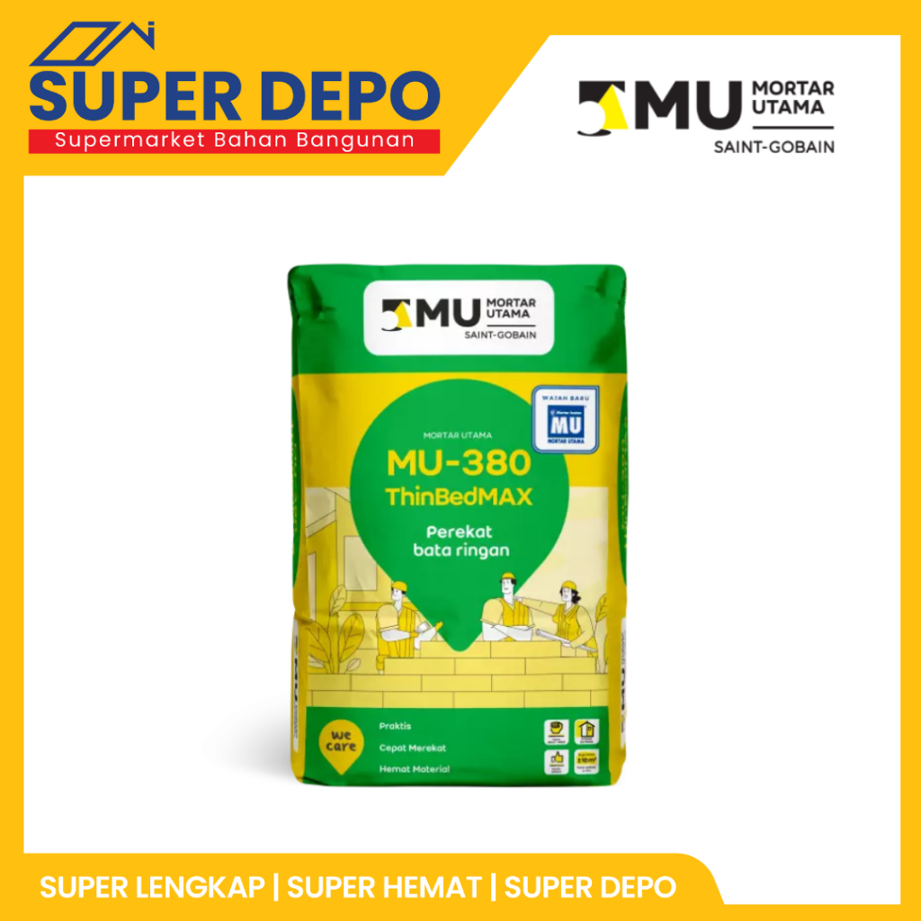 Jual PEREKAT BATA RINGAN MORTAR UTAMA - MU-380 THINBEDMAX 40 KG | Shopee Indonesia
