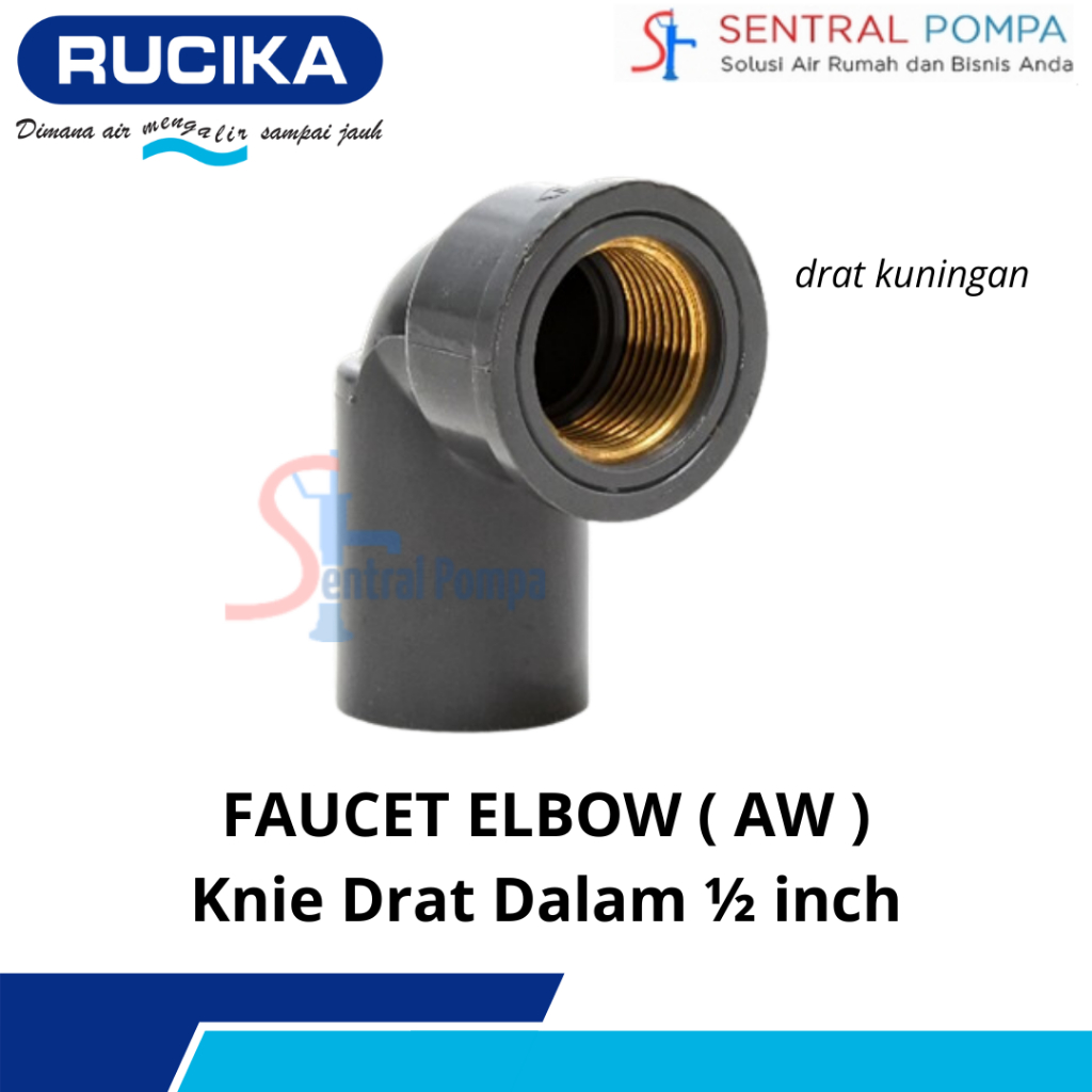 Jual Knee / Knie Drat Dalam PVC 1/2" RUCIKA AW KDD kuningan 1/2 inch Faucet Elbow | Sentral ...