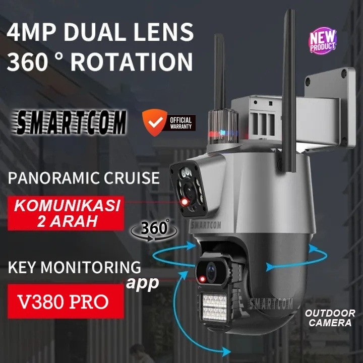 Jual SMARTCOM ~ IP Camera CCTV PTZ 360 Derajat Dome Waterproof V380 PRO Human Detection | Shopee ...