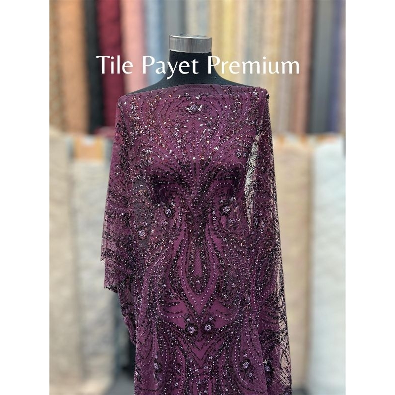 Jual Kain Tile Payet Premium Meteran/Kain Brokat Payet Murah (Harga Per ...