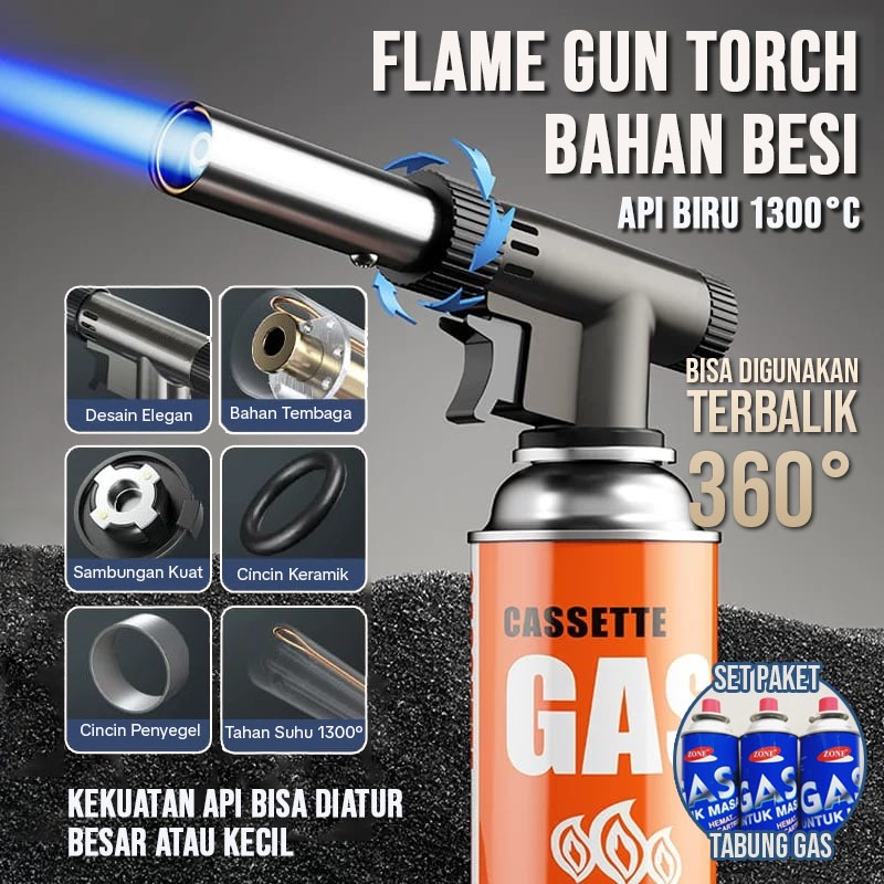 Jual FLAME GUN TORCH PAKET TABUNG GAS Kepala Gas Bahan Tembaga Torch kaleng tabung Portable Las ...