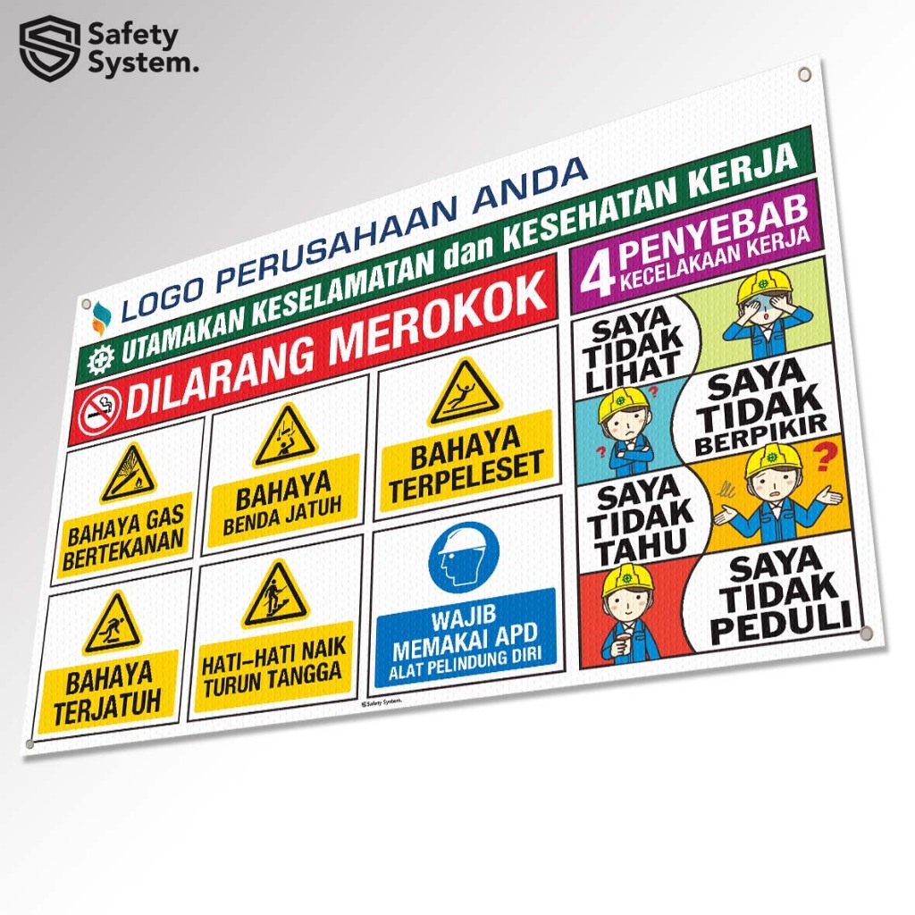 Jual Spanduk Banner Safety K3 Aturan Keselamatan Saat Memasuki Kawasan ...
